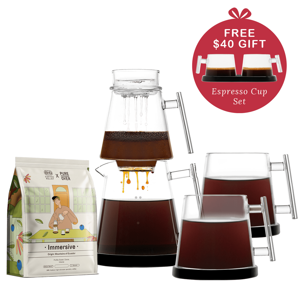 Signature Brew Kit for 2 Gift Set with Coffee and Matching Mugs – Pure Over